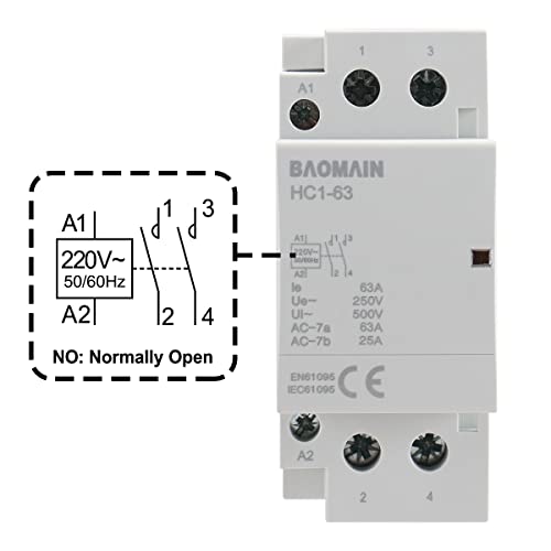 120v Contactor Baomain AC Contactor 110-120V 2 Pole 100A - DIN Rail ...