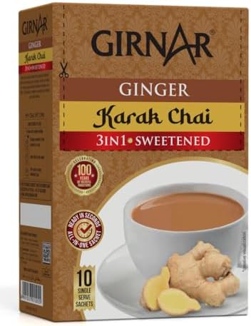 GIRNAR Karak Chai 3in1 Instant Tea Premix with Ginger | 10 Sachets ...