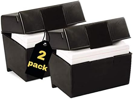 1InTheOffice Index Card Box 4x6 Index Card Holder 400 Capacity (2 Pack ...