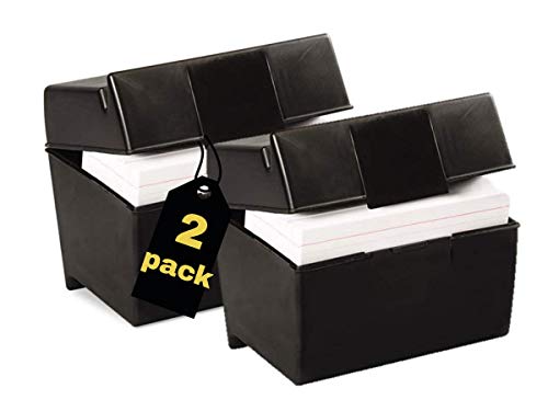 1InTheOffice Index Card Box 4x6 Index Card Holder 400 Capacity (2 Pack ...