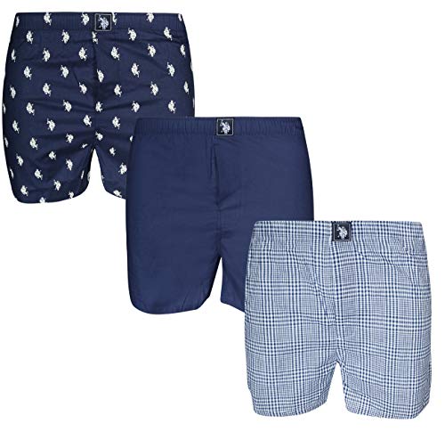 U.S. Polo Assn. Men's Woven Boxer Underwear with Functional Fly (3 Pack ...