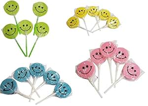 Amazon.com : 48 Count Small Happy Smiley Face Lollipops Suckers - 4 ...