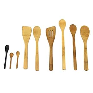 Amazon.com: 8 Piece Bamboo Cooking Utensil Set 4 Spoons, 2 Turners and ...