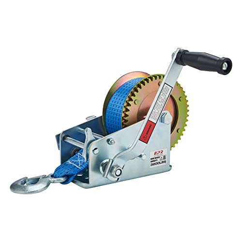 OPENROAD Boat Winch 3200lbs Hand Winch, with 32ft Blue Strap and 2 ...