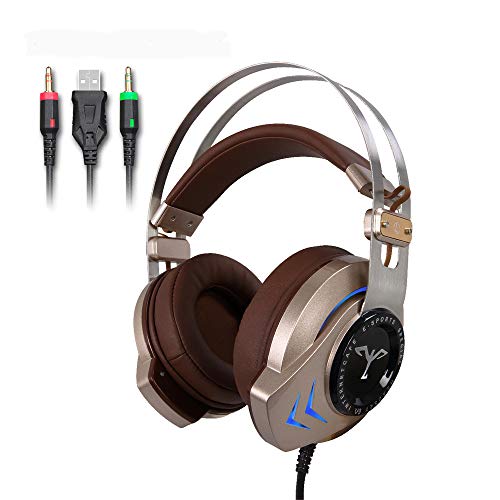 Gold Gaming Headset for PC Laptop Xbox one and PS4 with Stereo Surround ...