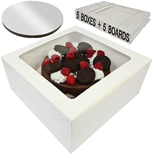 Cake Box with Clear Window, White Bakery Box Kraft. Best for Gifts, Pie ...