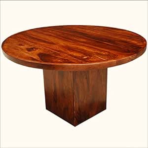 Amazon.com - Solid Wood Square Pedestal 52 Inches Dark Natural Finish ...