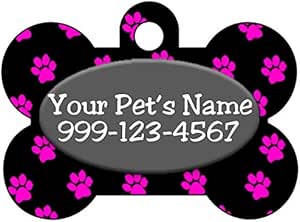 Amazon.com: Personalized Dog Tag Pet ID Tag Paw Prints w/Name & Number ...