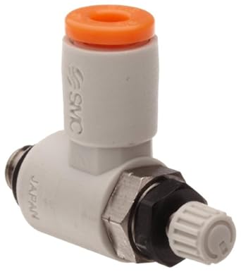 SMC AS Air Flow Control Valve, PBT & Nickel Plated Brass, Elbow, Push-to-Connect Fitting X ...