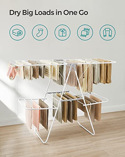 SONGMICS Clothes Drying Rack, Foldable 2-Level Laundry Drying Rack ...