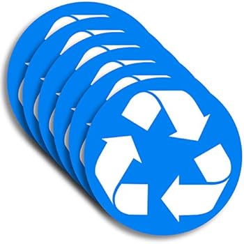 Recycling Recycle Bin Symbol Blue Recycle Sign Sticker Decal 4x4 inches ...