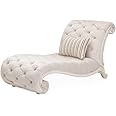 Amazon.com: Michael Amini Chamberi Velvet Chaise Lounge in Ivory ...