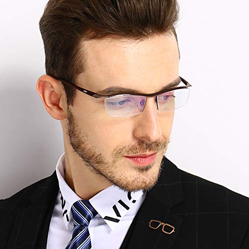 Bertha Men Semi-Rimless Eyeglasses,Pure Titanium Eyewear Ultra ...