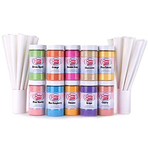 Cotton Candy Express 10-Count Floss Sugar Variety Kit with 100 Paper ...