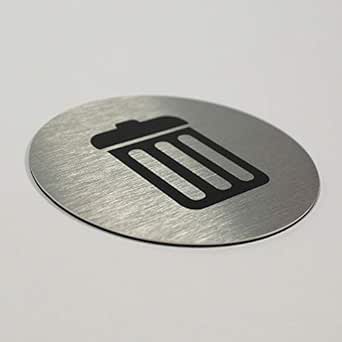 Amazon.com: Metal Trash Signs - 3" Round, Brushed Silver Aluminum with ...