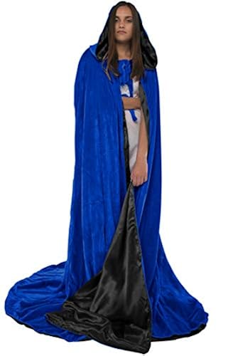 Artemisia Designs Blue Cloak with Hood for Adult Men Women Velvet ...