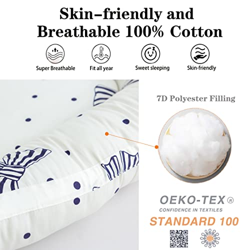 NTCOCO Baby Lounger Baby Nest 100% Soft Breathable Cotton Co-Sleeping ...