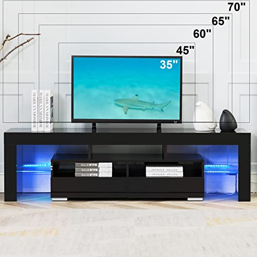 Bonzy Home LED TV Stand for 65 Inch TV Entertainment Center Black TV ...