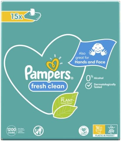 Pampers Baby Wipes Multipack, Fresh Clean, 1200 Wet Wipes (15 x 80 ...