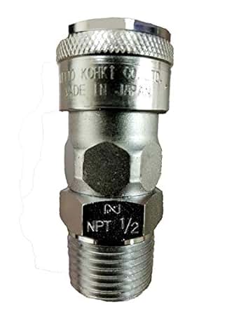 Nitto Kohki Hi Cupla 40SM-NPT Quick Connect Pneumatic Coupler Socket, 1/2" Size, Male, NPT ...