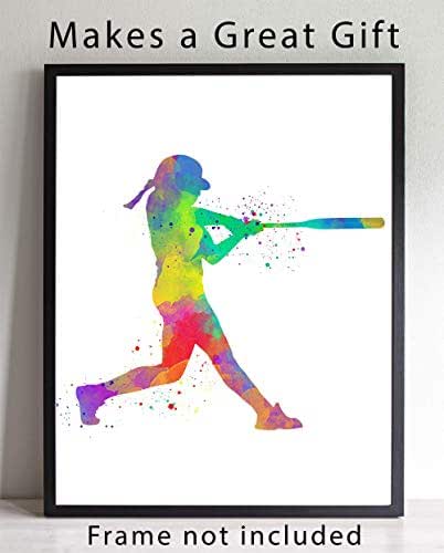 Amazon.com: Softball Player Sport Abstract Wall Art Print 11x14, Ideal ...