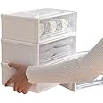 Amazon.com: 3 White Stackable Office Storage Boxes with Drawers ...