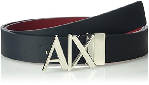 AX Armani Exchange mens Skinny Leather Logo Belt, Navy/Rhubarb/Navy ...