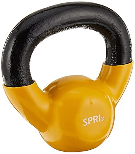 SPRI Kettlebell Weights Deluxe Cast Iron Vinyl Coated Comfort Grip Wide ...