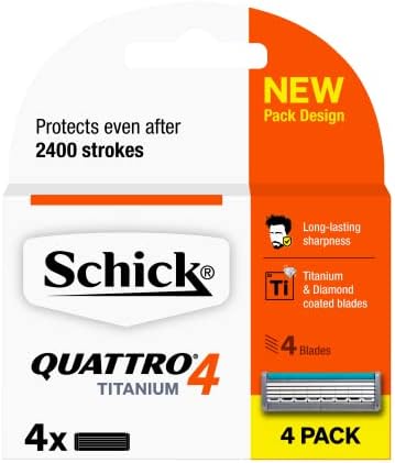 Schick Quattro Titanium 4 Blade Razor Refill For Men-Titanium & Diamond ...