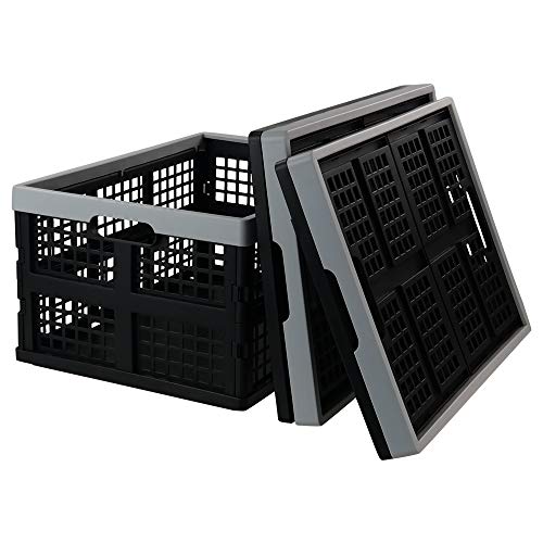 Milk Crates For Storage Kekow15 L Black Plastic Collapsible Storage ...
