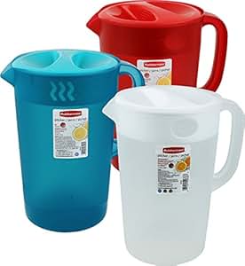 Amazon.com: Rubbermaid 1 Gallon Classic Pitcher, Set of 3 (Coral, Red ...