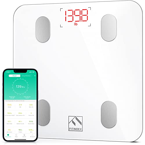 FITINDEX Smart Scale for Body Weight, Digital Bathroom Scale BMI Body ...