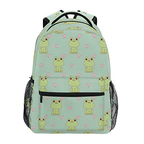 YVONAU Cute Animal Frog Flower Kids Backpack School Bookbag Laptop ...