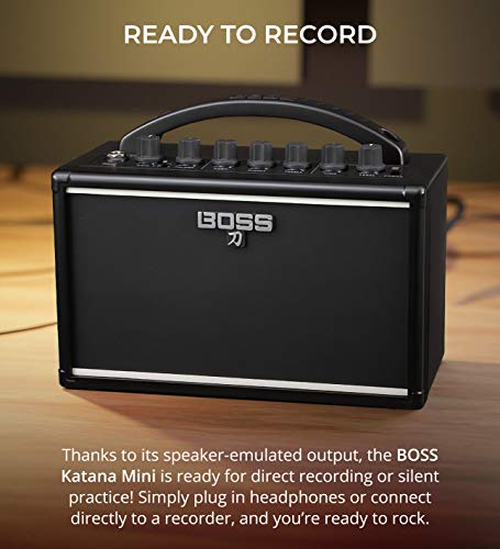 BOSS Katana Mini Amp 7W Solid State Amplifier Bundle with Blucoil Slim ...