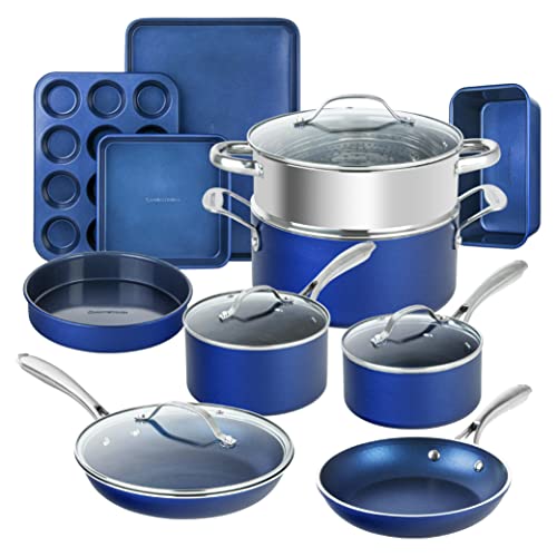 Granitestone Pots and Pans Set Nonstick, 15 Pc Cookware Set & Bakeware ...