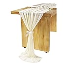 Amazon.com: 27 x 120 Inch Ivory Chiffon Table Runner, Soft Semi Sheer Wedding Party Table Runner ...