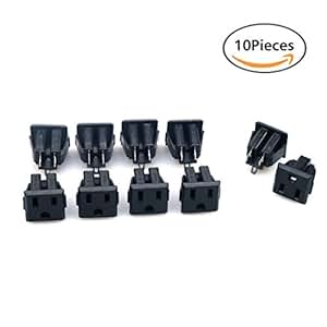 GLE2016 10Pcs Black US 3 Pins Power Socket Plug Panel Screw Mount Type ...
