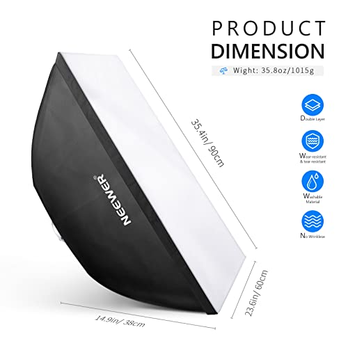 NEEWER 24”x35” (60x90cm) Rectangular Softbox, Studio Monolight Softbox ...
