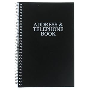 Amazon.com : Black Telephone Address Book Spiral Bound Vinyl Cover 8" x ...
