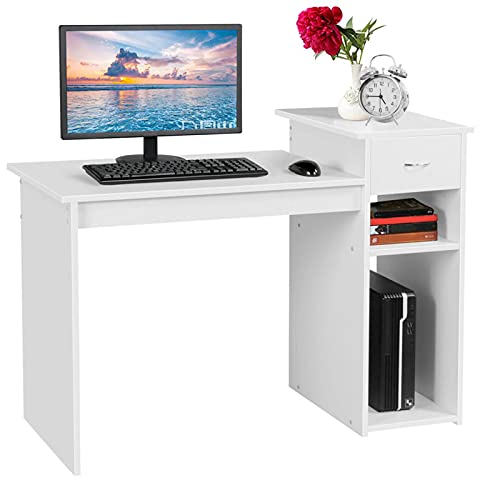 Floenr Laptop Computer Desk Home Office Desk with 1 Drawer Writing ...