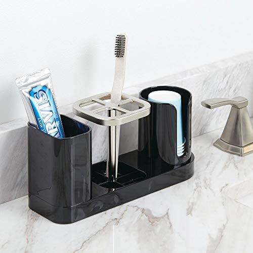 mDesign Plastic Bathroom Vanity Countertop Dental Storage Organizer ...