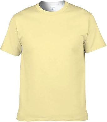 Men's T Shirt, Light Yellow Full Printed T-Shirts,Solid Color Short ...