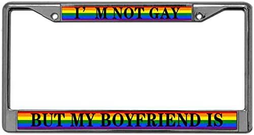 License Plate Frame Tag Holder, I'm Not Gay But My Boyfriend is License ...