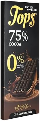 سعر Bucket Chocolate Bars Dark Topps 75% Cocoa - 60 gm No Sugar 12 ...