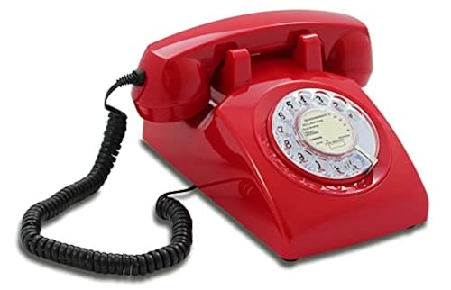 Red Rotary Retro Phone with Classic French Post Rotary Dial Inlay/Old ...