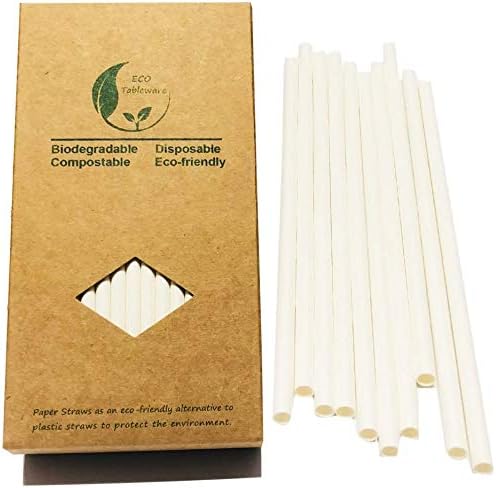 Premium Pure White Recyclable Paper Straw Drinking, 100% Biodegradable ...