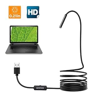 USB Endoscope, DEPSTECH 5.5mm Waterproof Borescope Semi-Rigid Snake ...
