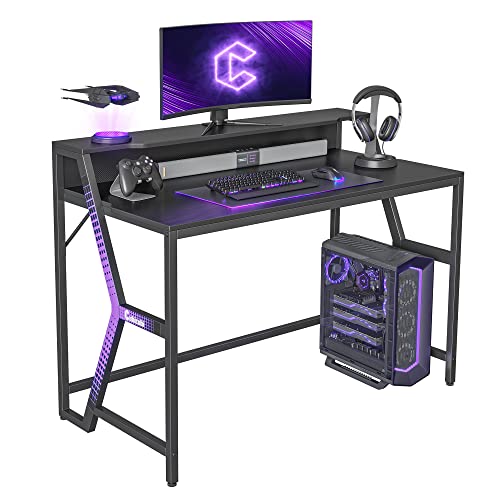 CubiCubi Carrier Gaming Desk 47 inch Gamer Workstation, Home Computer ...