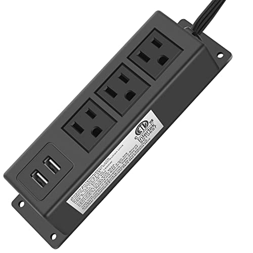CCCEI 3 Outlets Wall Mount Power Outlet Strip with USB, Under Desk ...