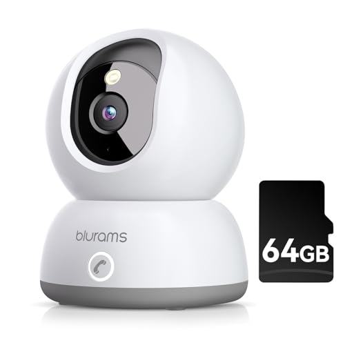 blurams Indoor Security Camera, 2K Pet Camera with 64GB Memory Card ...